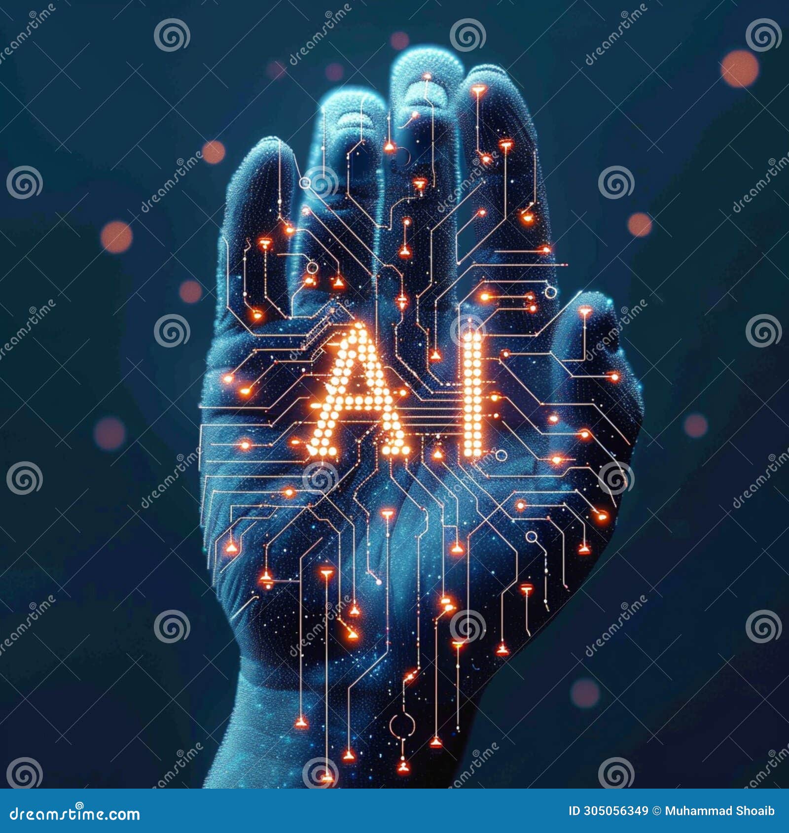 Innovative AI Concept Hand Holding Typography for Artificial ...