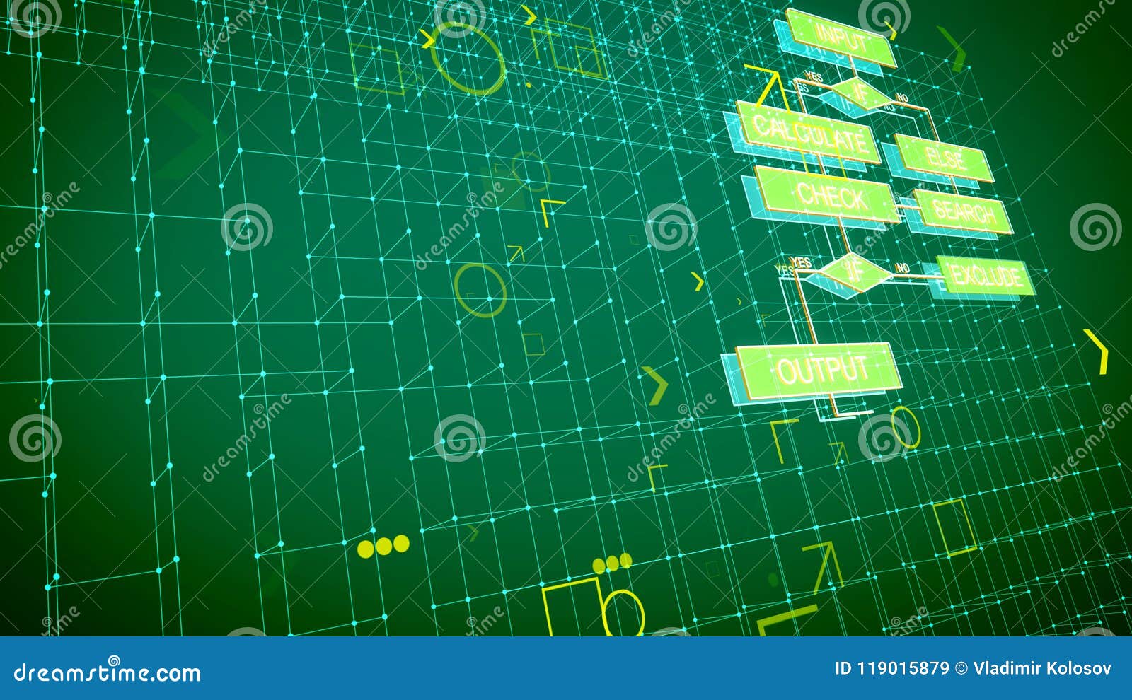 Innovative Algorithms and Green Backdrop Stock Illustration ...