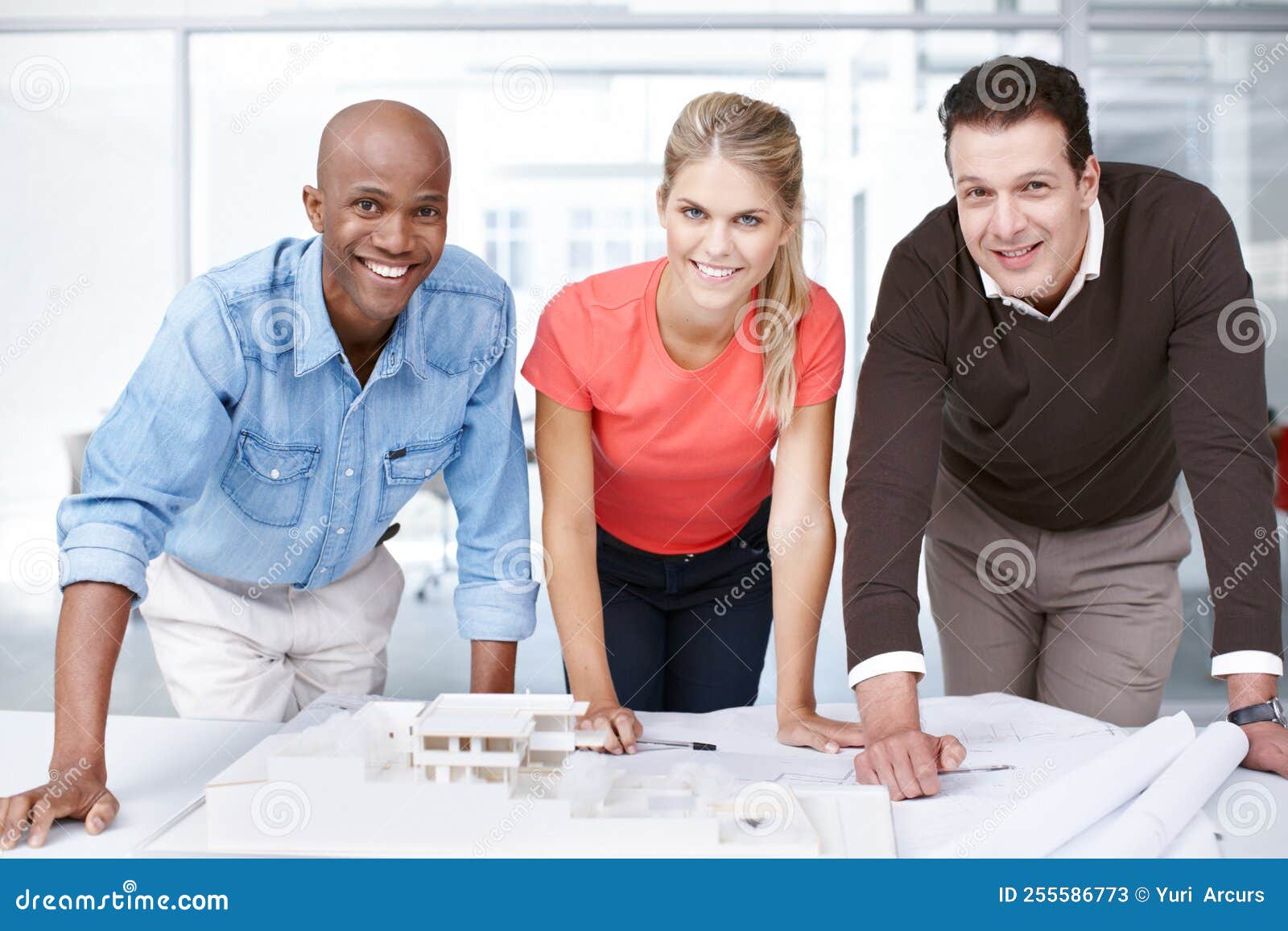 Innovative Architects. Portrait of Three Architects Standing by an ...