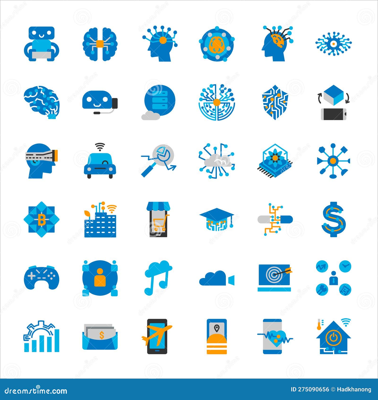 Innovative Artificial Intelligence and Technology Icon Set in Flat ...