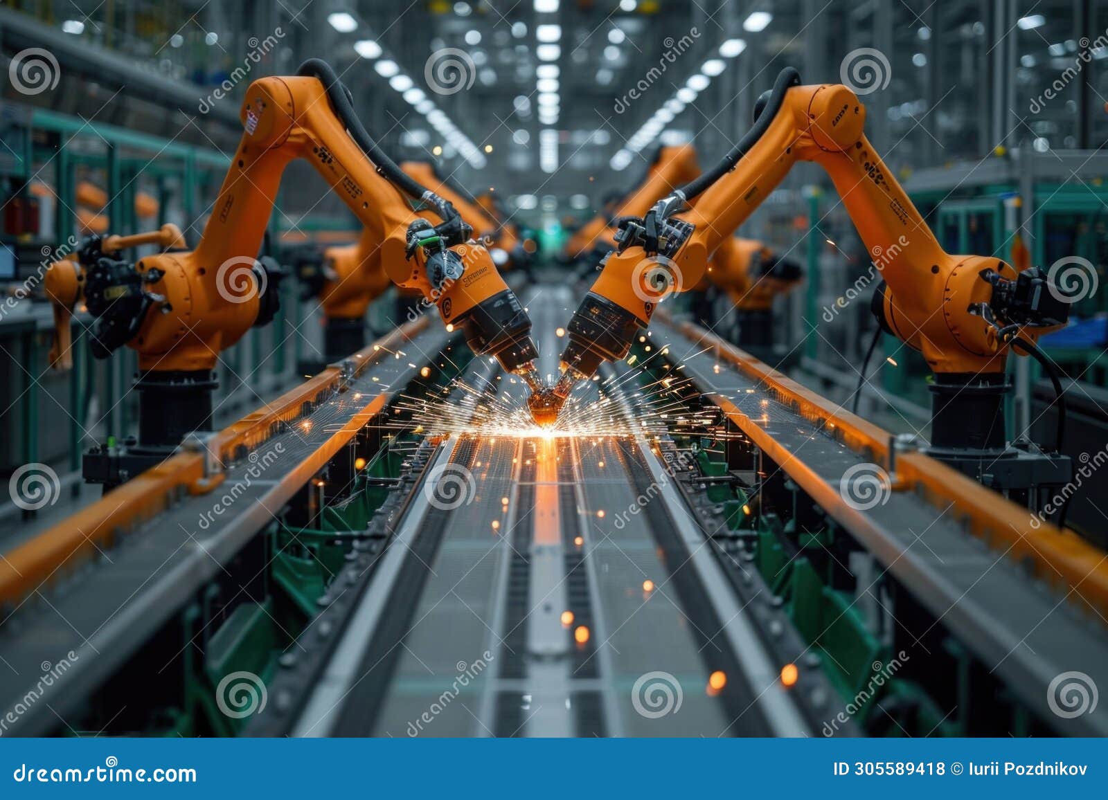 The Future of Industry: a Modern Automated Conveyor Line with Robots Stock Photo - Image of ...