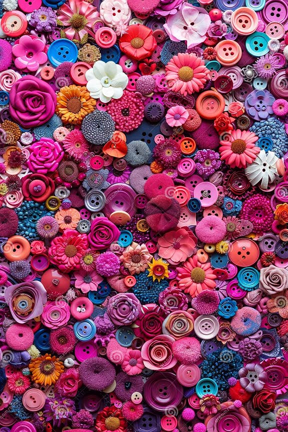 Innovative Background Design Created Using an Array of Assorted Buttons for a Unique Visual ...