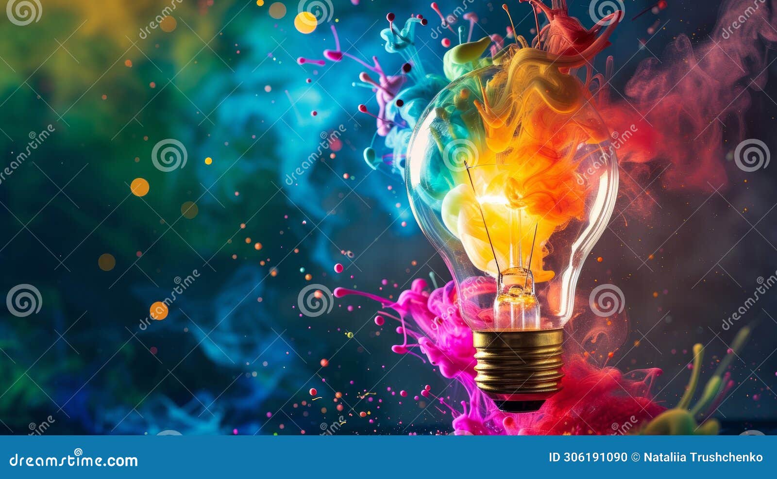 Innovative Blast: Vibrant Paint Splatter from Bulb. Creative Colored ...