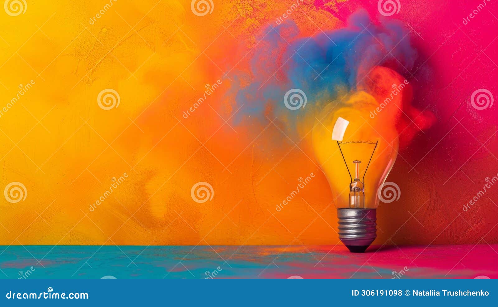 Innovative Blast: Vibrant Paint Splatter from Bulb. Creative Colored ...