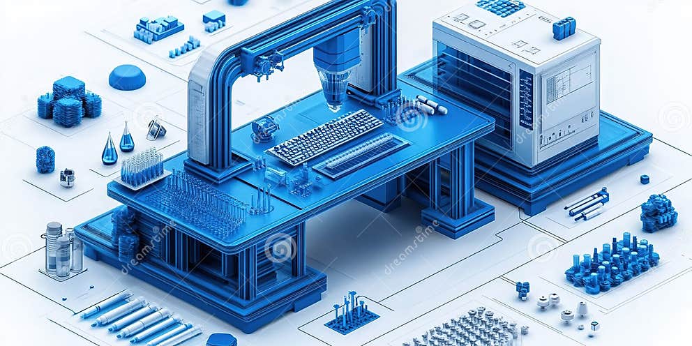 Innovative Blue-themed Digital Workspace Featuring Advanced Technology ...