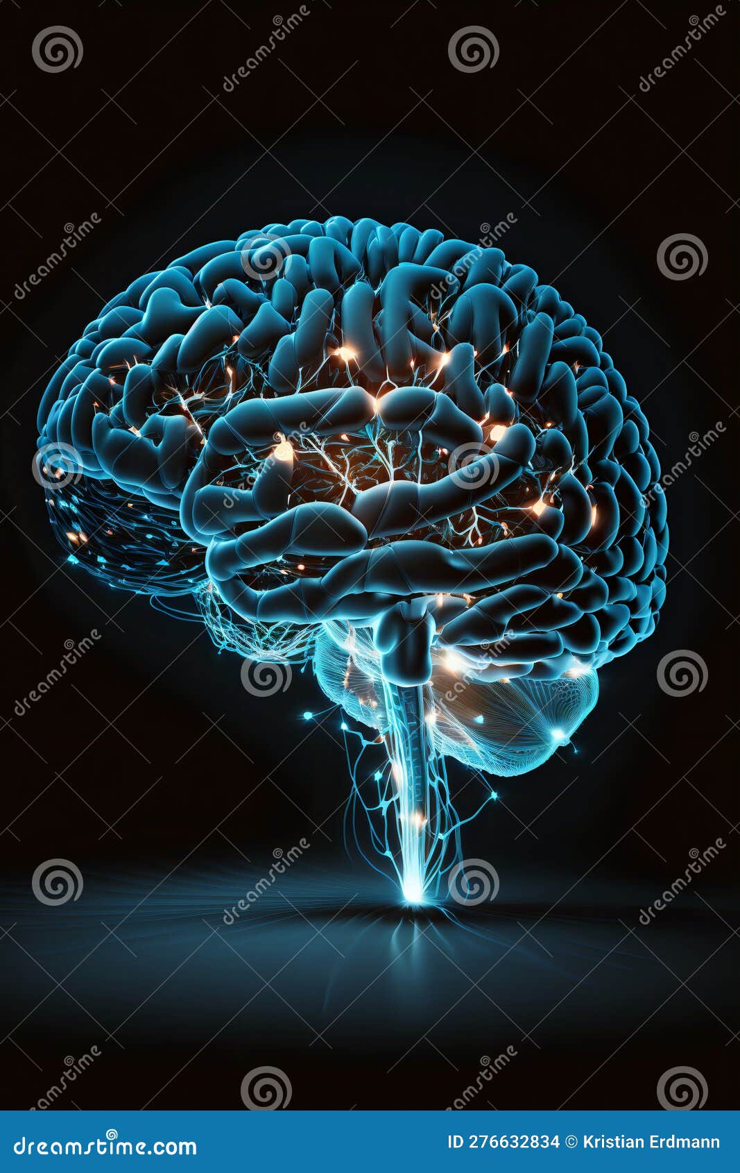Innovative Brain Technology, an Active Human Brain on a Dark Background ...