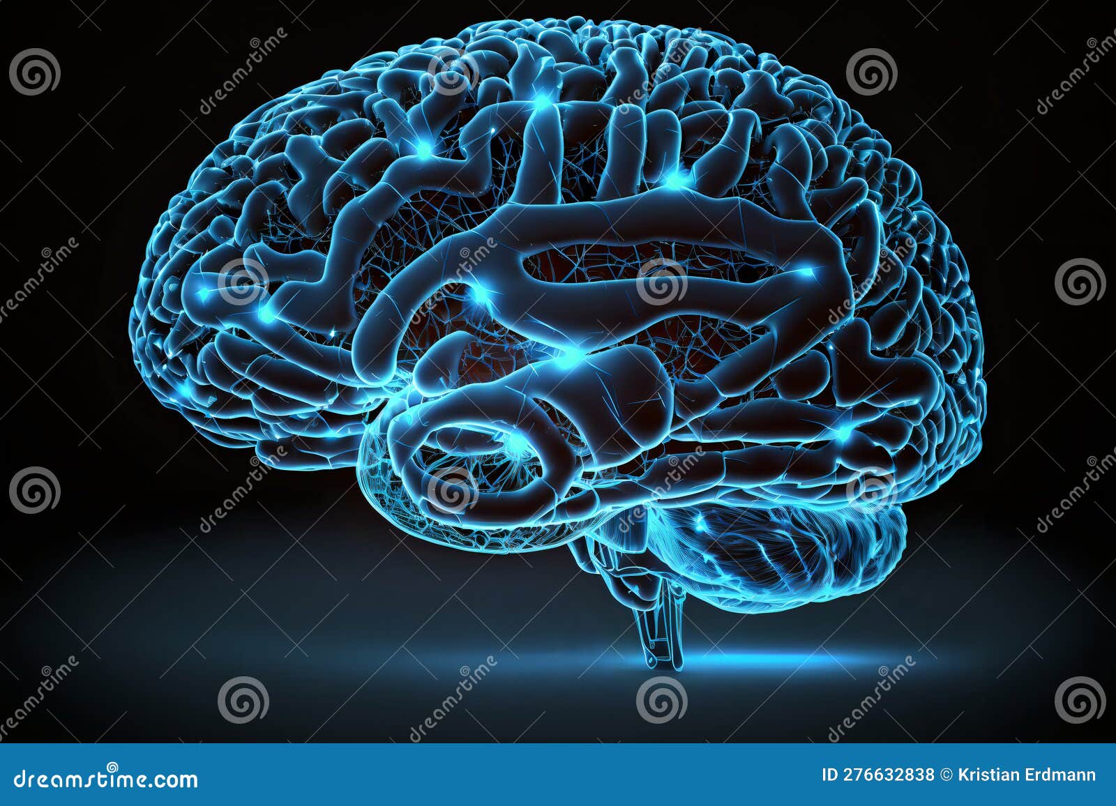 Innovative Brain Technology, an Active Human Brain on a Dark Background ...