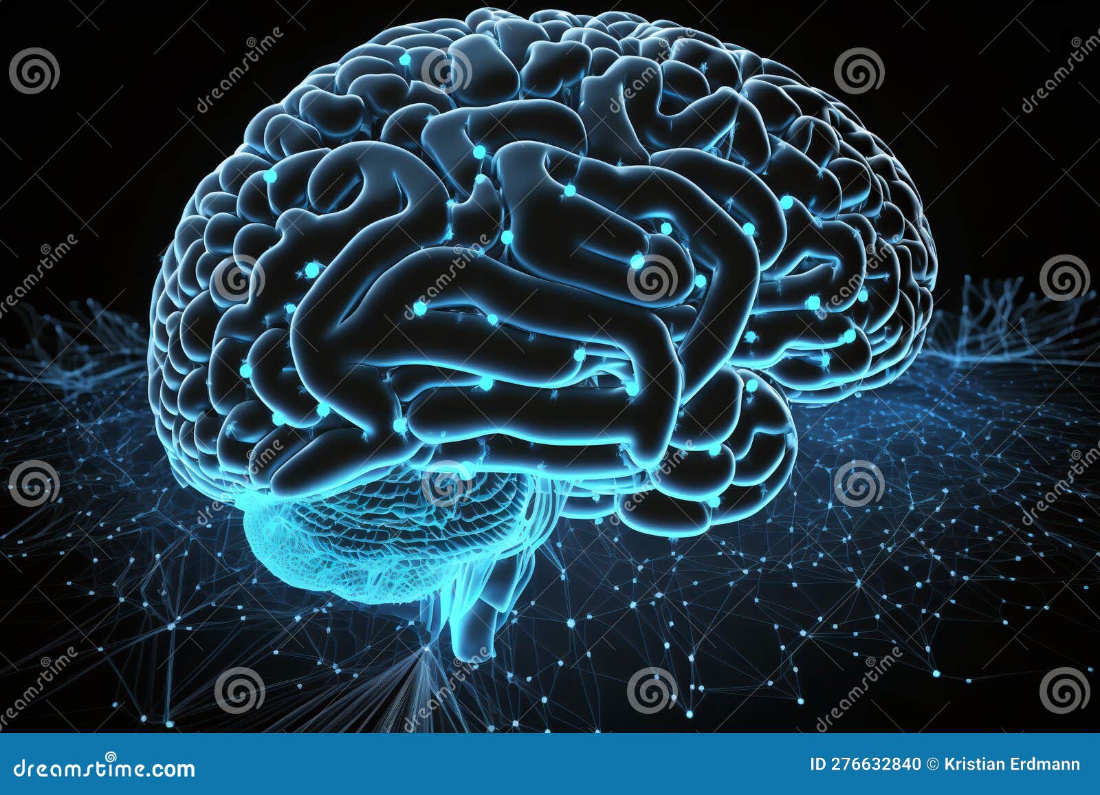 Innovative Brain Technology, an Active Human Brain on a Dark Background ...