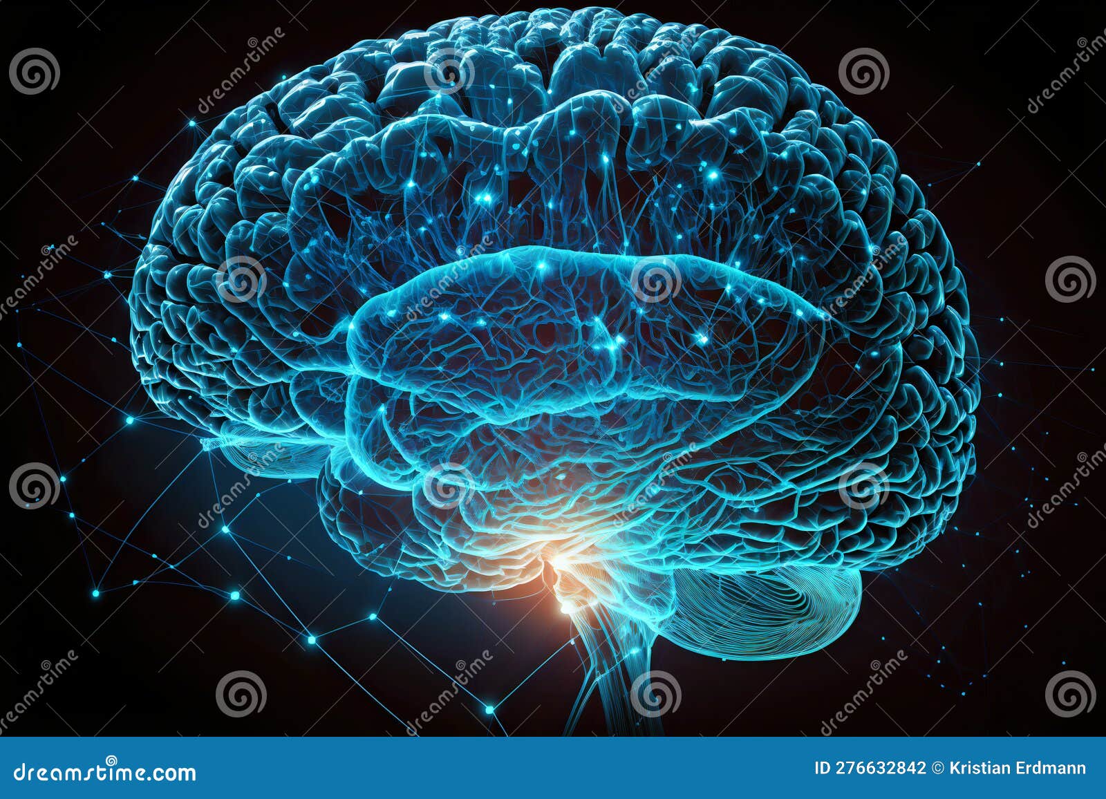 Innovative Brain Technology, an Active Human Brain on a Dark Background ...