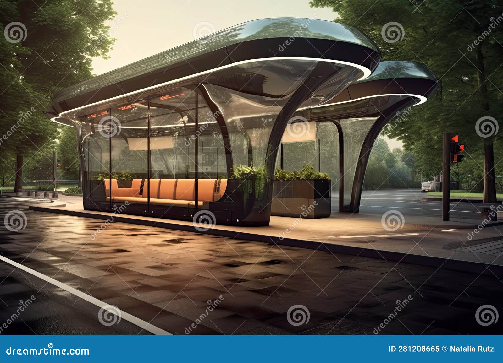Innovative Bus Stop Design with Eco - Friendly Features Created with ...