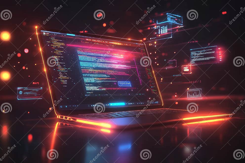 Innovative Coding Simulation Digital Workspace Visual Technology ...
