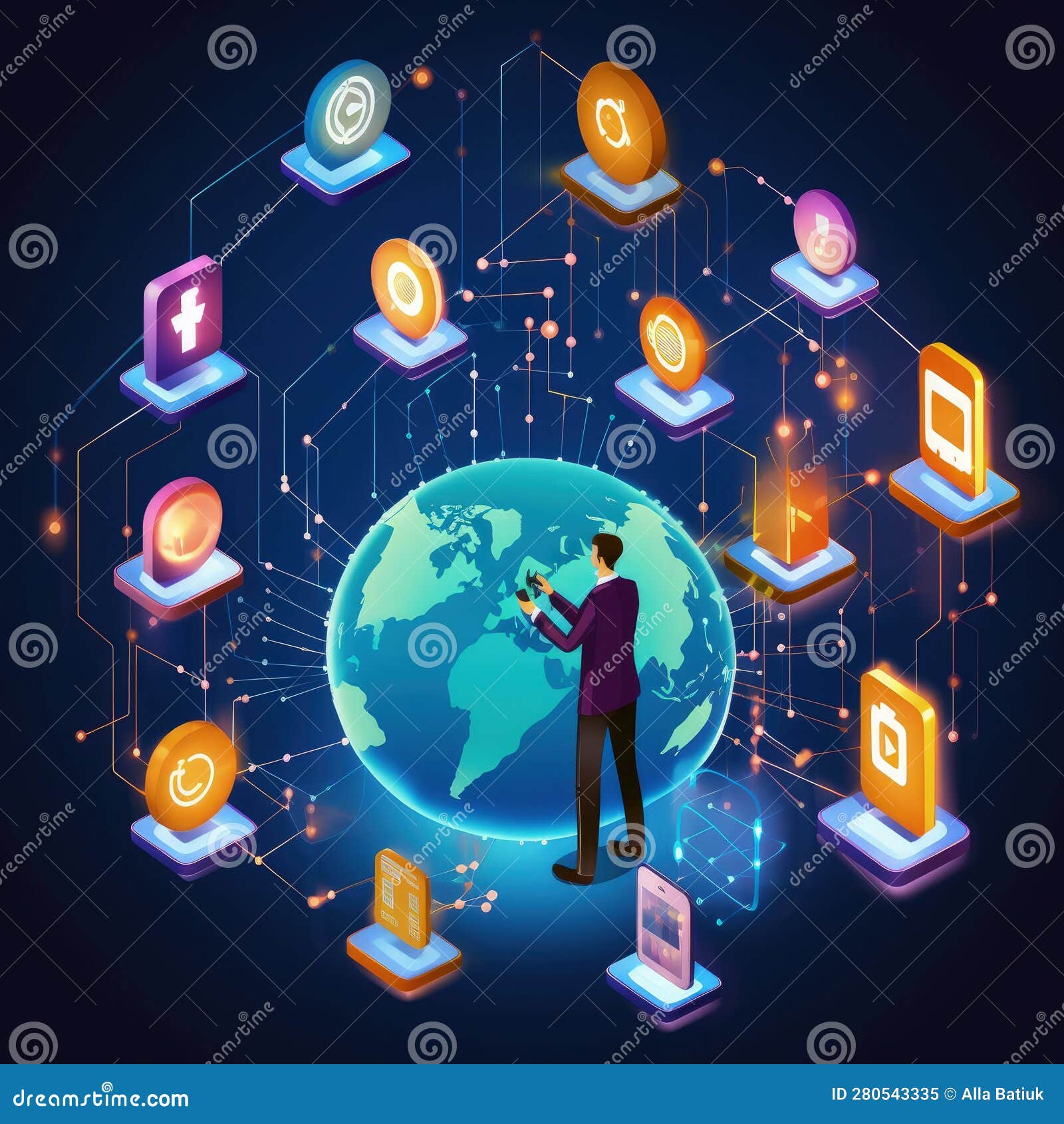 Innovative Communication Tech, Concept of a Globally Connected World ...