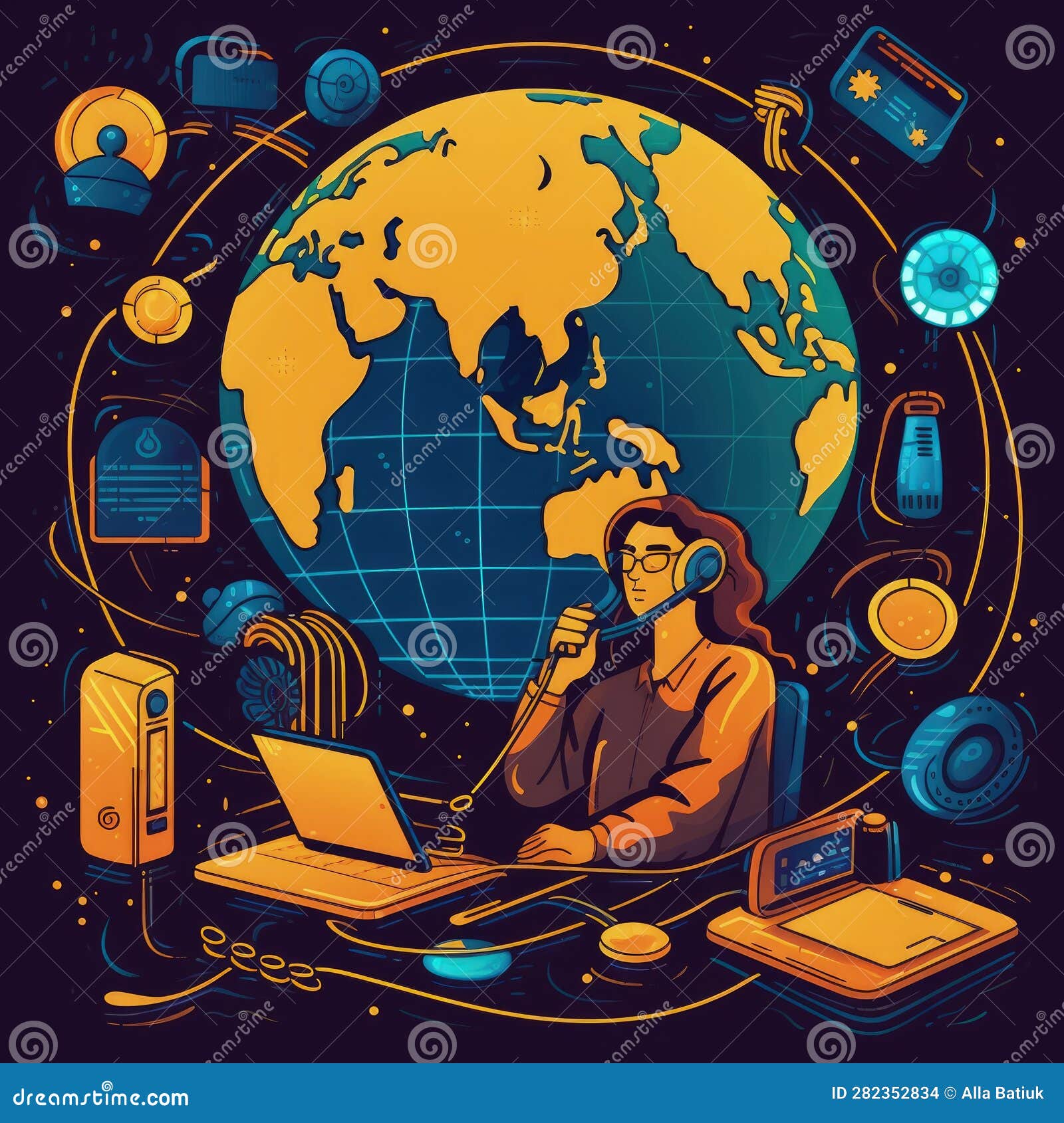 Innovative Communication Tech, Concept of a Globally Connected World ...