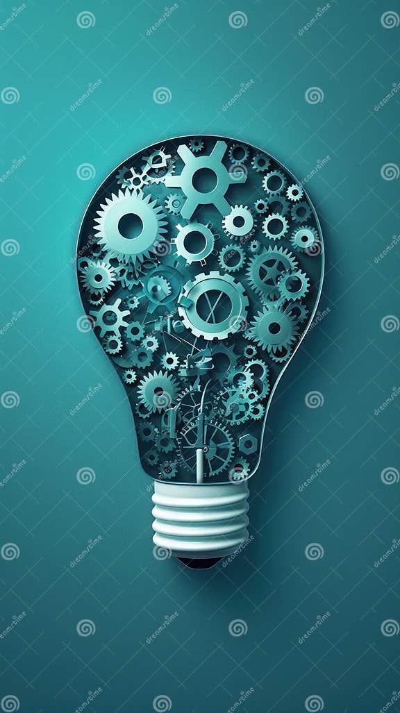 Innovative Concept Image of a Lightbulb Filled with Gears, Symbolizing ...