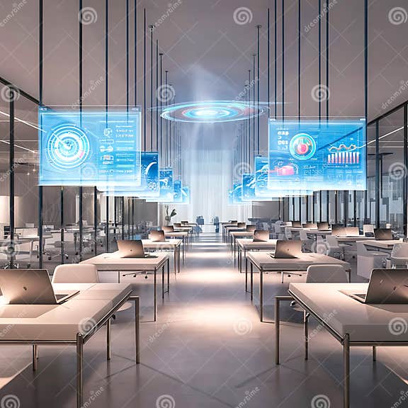 Innovative Control Center Featuring High-Tech Data Displays. Stock ...