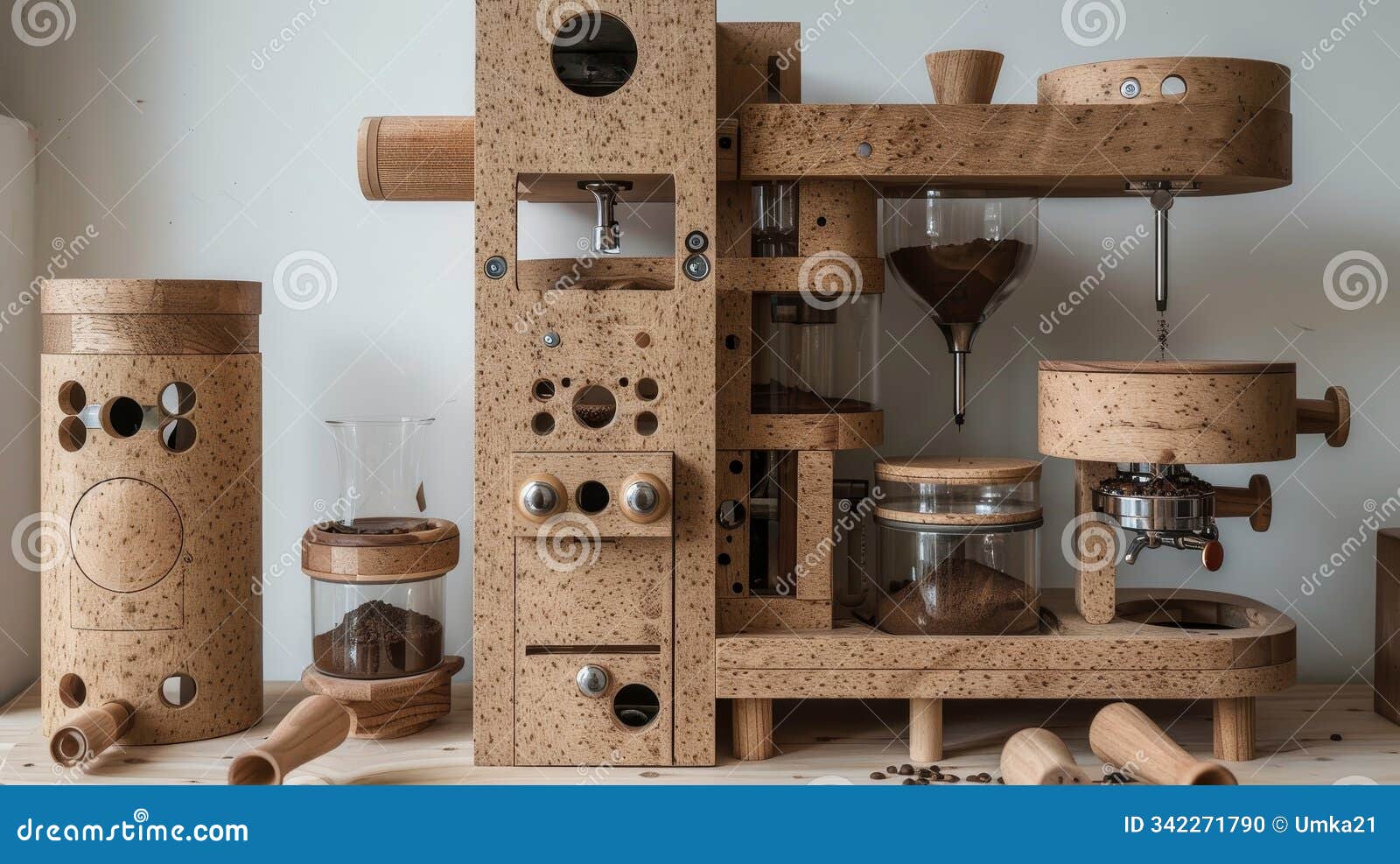 Innovative Cork Coffee Machine Design in Rustic Kitchen Setting Stock ...