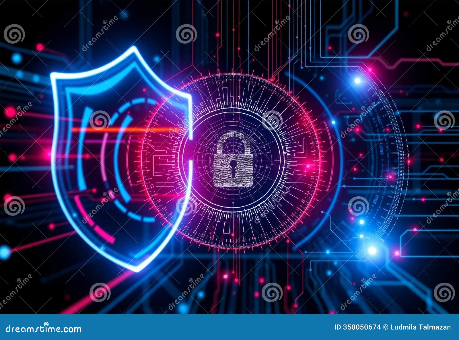 Innovative Cybersecurity Banner with Virtual Shield Motifs. AI ...