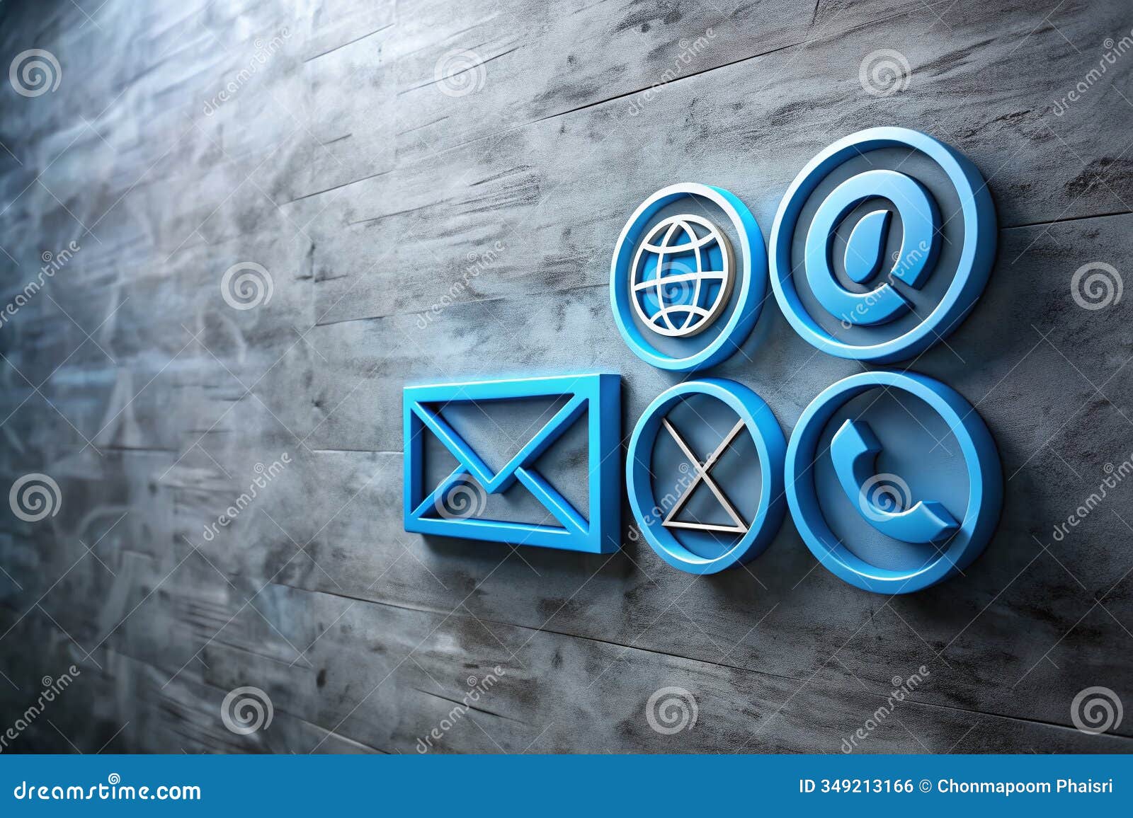 Innovative 3D Blue Contact Icons on a Modern Grey Background Perfect ...