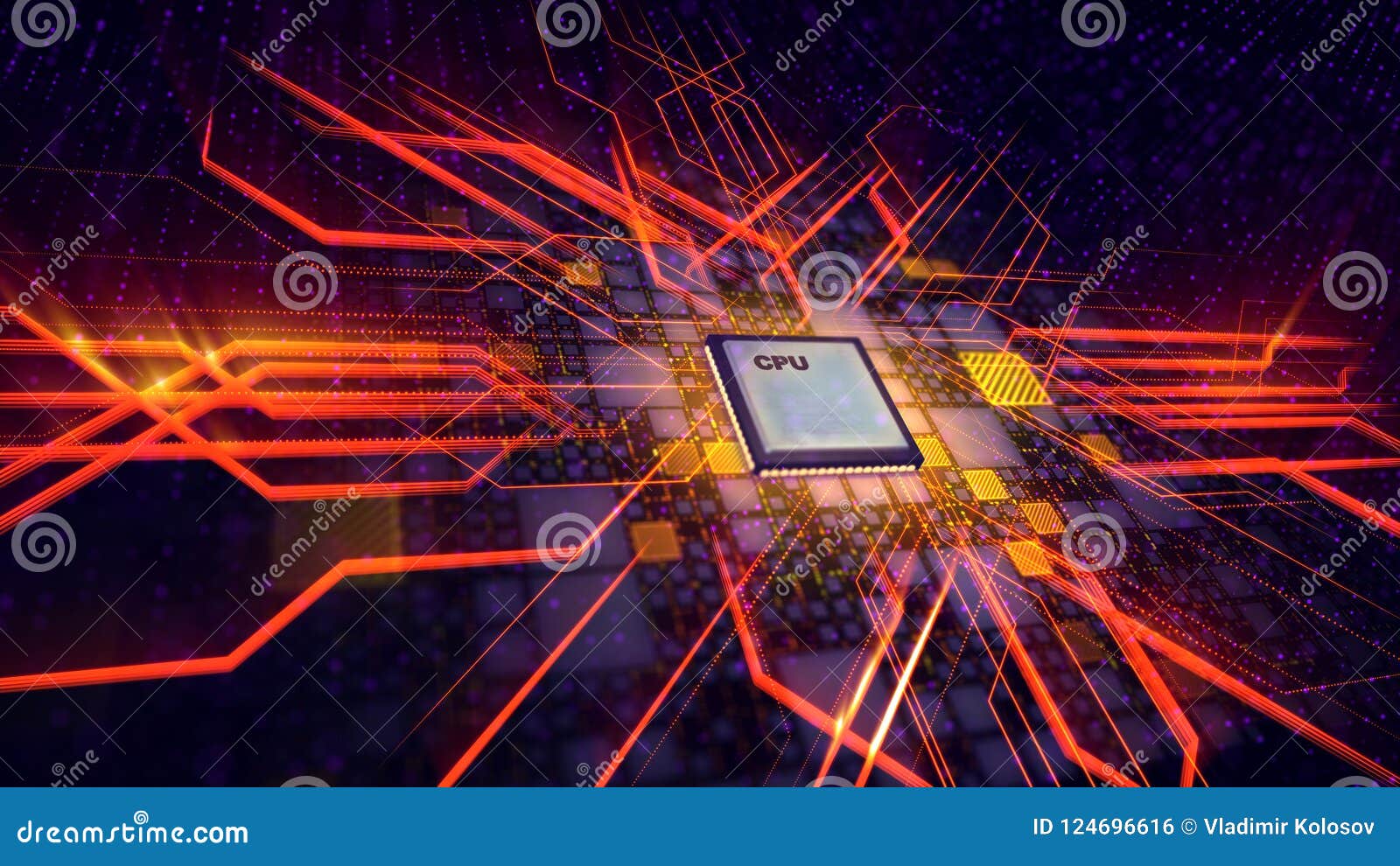Modern CPU Conveys Energy Signal Stock Illustration - Illustration of ...