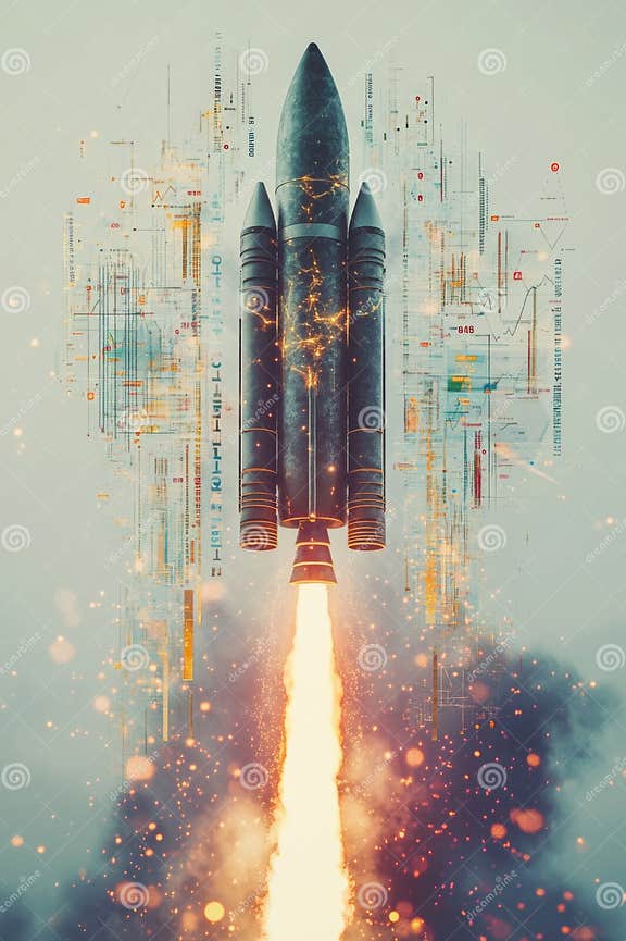 Innovative Data Rocket Launches Progress Stock Illustration - Illustration of advanced, concept ...