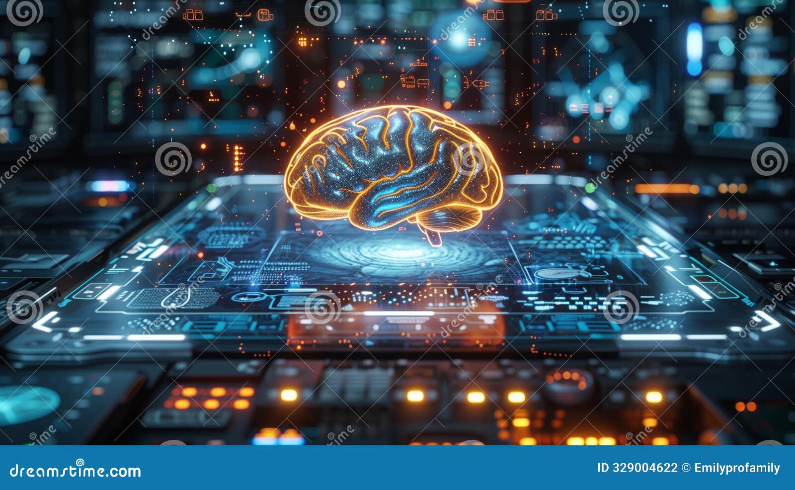 Innovative Digital Control Panel Displaying Advanced Neural Technology ...