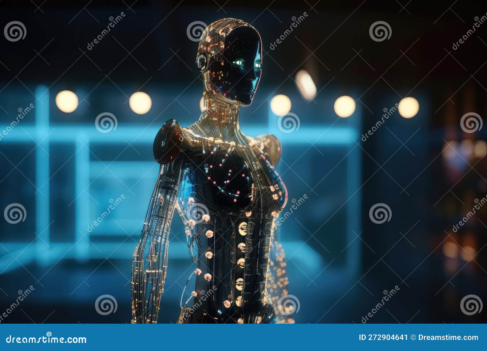An Innovative and Elegant Modern Dress Made of Electronics on a AI ...