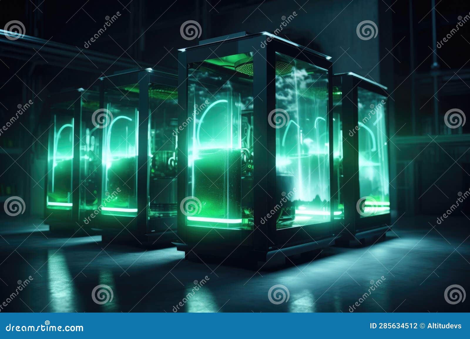 Innovative Energy Storage Technology with Glowing Lights Stock Photo ...