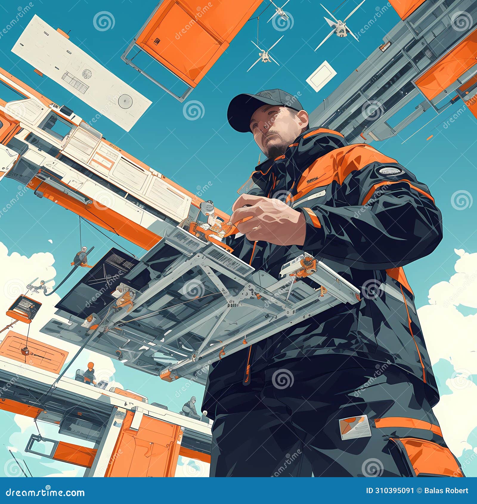 Innovative Engineer - High-tech Work Environment Stock Illustration ...