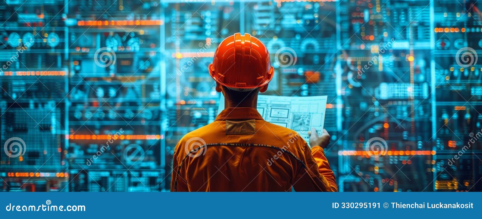 Innovative Engineer Utilizing Holographic Construction Plans for ...