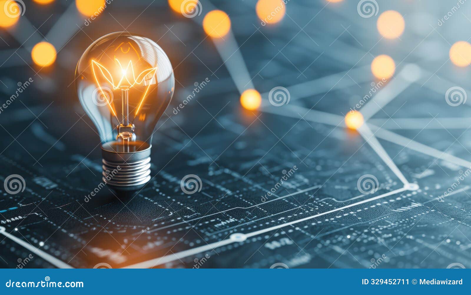 Innovative Glowing Lightbulb on Digital Circuit Board Representing ...