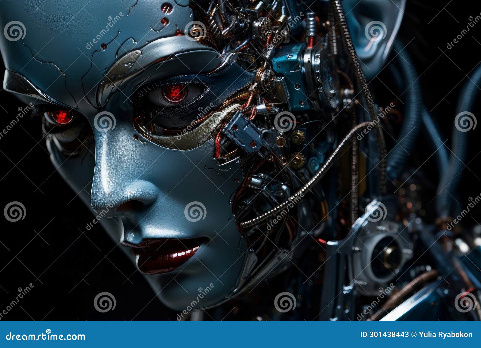 Portrait Of A Robot With Human Body Made Of Disintegrating Squares And ...