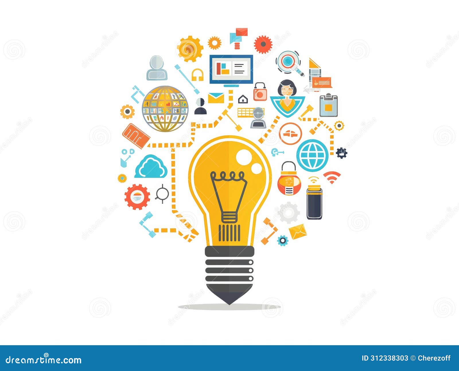 Innovative Idea Concept with Technology Icons Stock Illustration ...