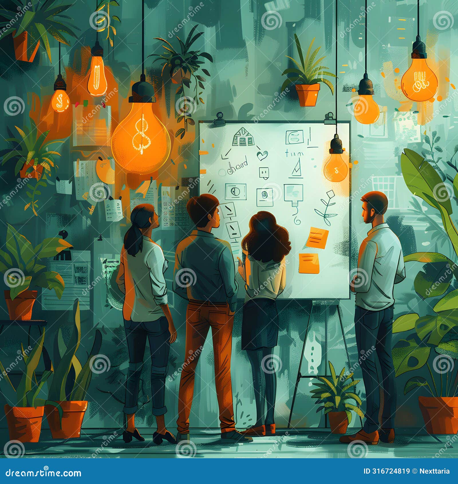 Innovative Ideas Emerge through Collaborative Brainstorming Stock ...