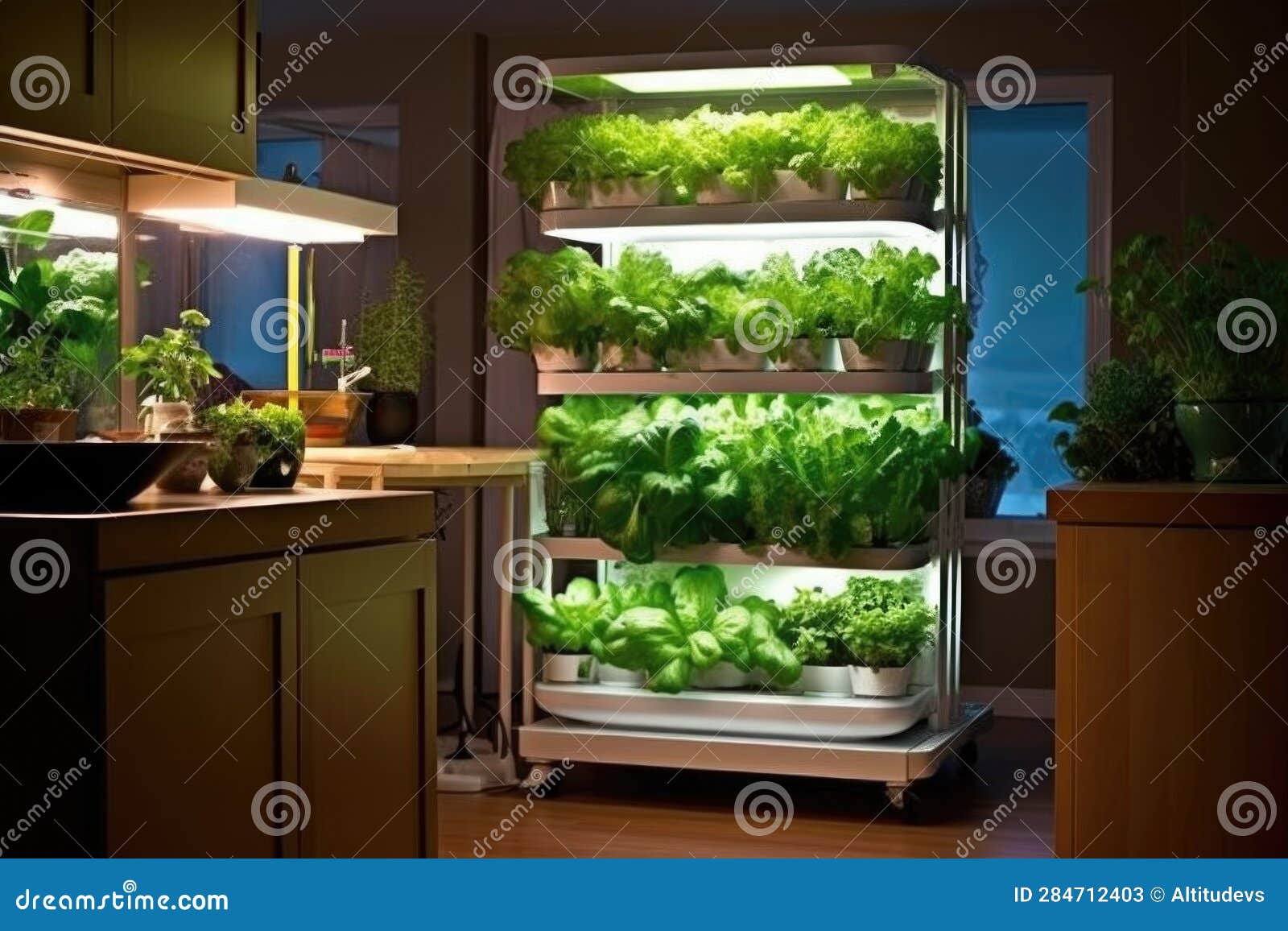 Innovative Indoor Hydroponic Garden Setup with Technology Stock Image ...