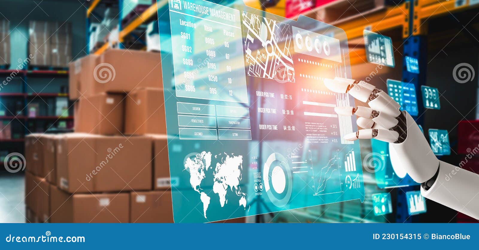 Innovative Industry Robot Working in Warehouse for Human Labor ...