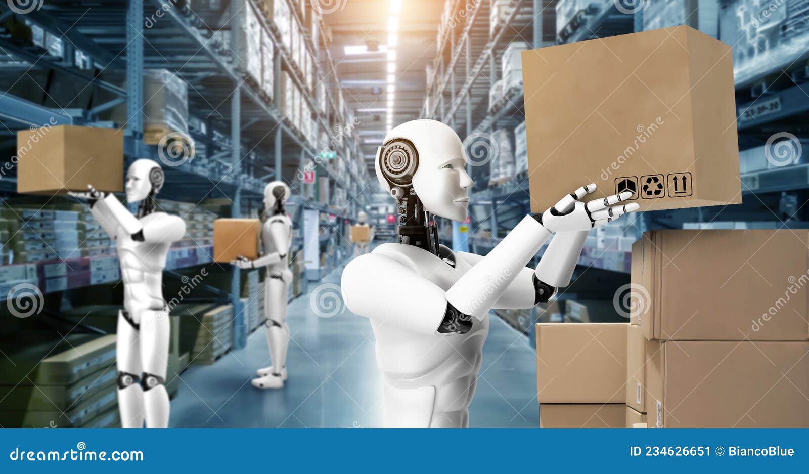 Innovative Industry Robot Working in Warehouse for Human Labor ...