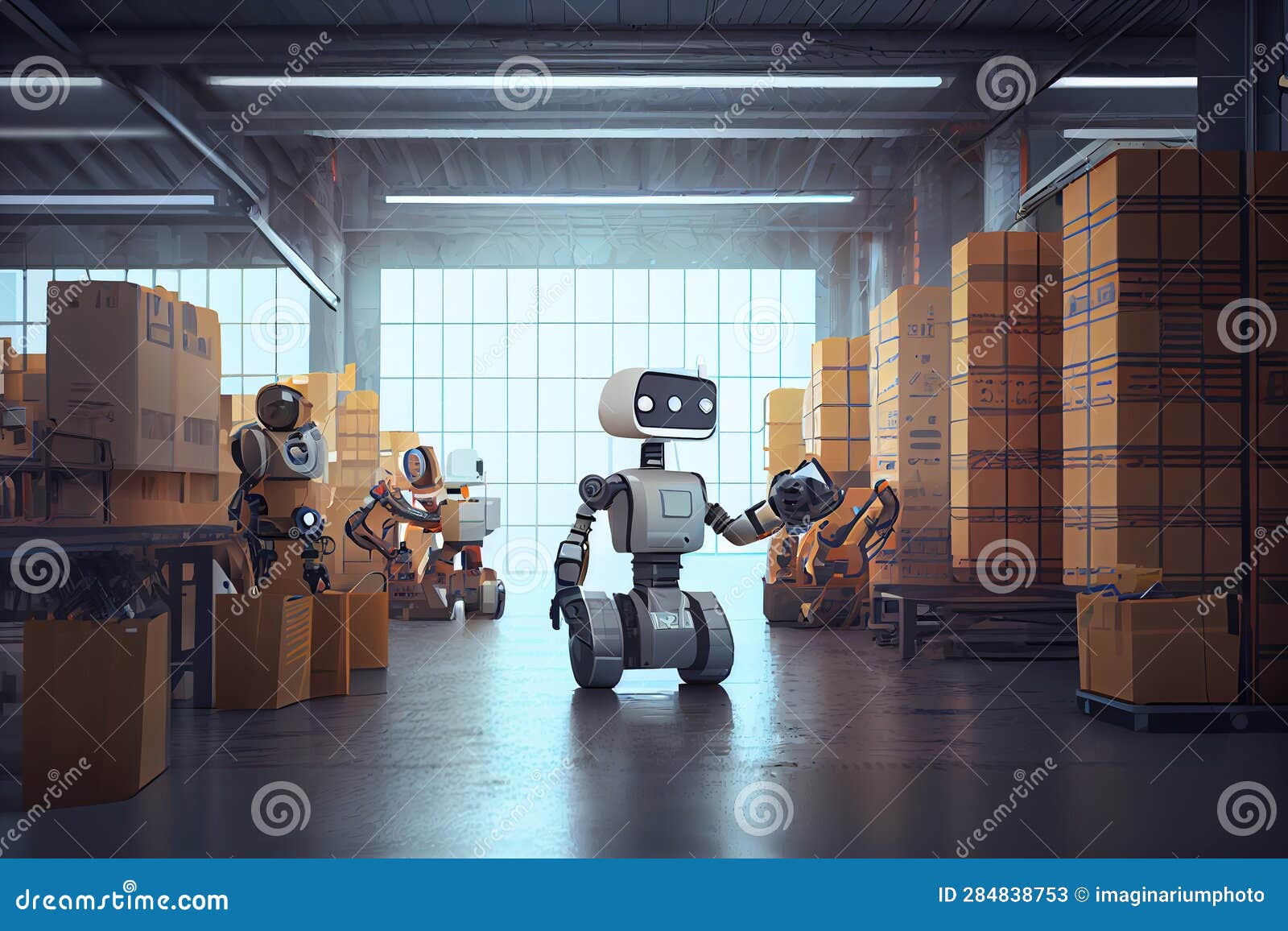 Innovative Industry Robot Working in Warehouse for Human Labor ...