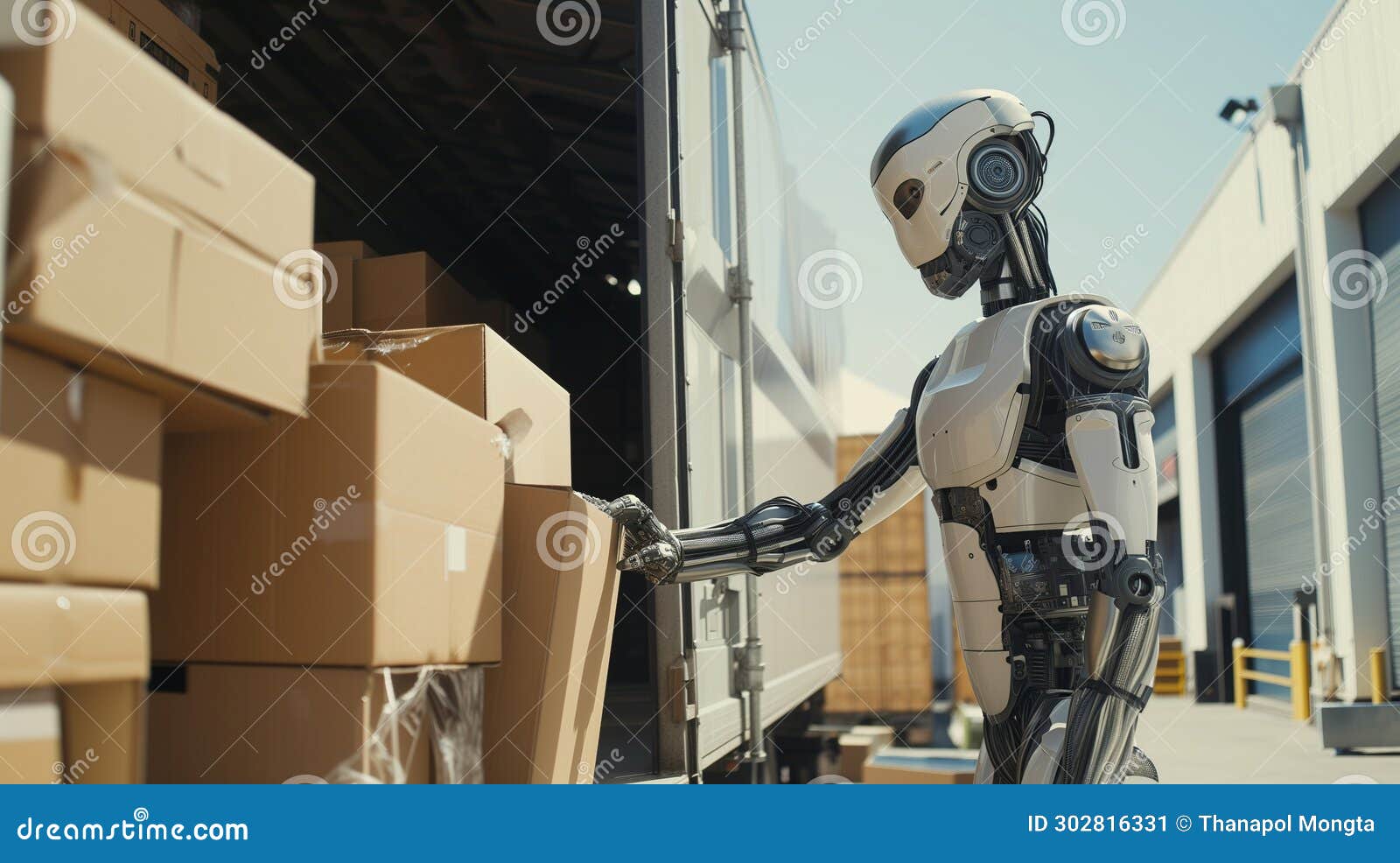 Innovative Industry Robot Working in Warehouse for Human Labor ...