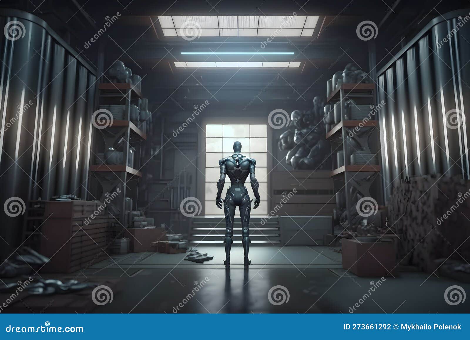 Innovative Industry Robot Working in Warehouse for Human Labor ...