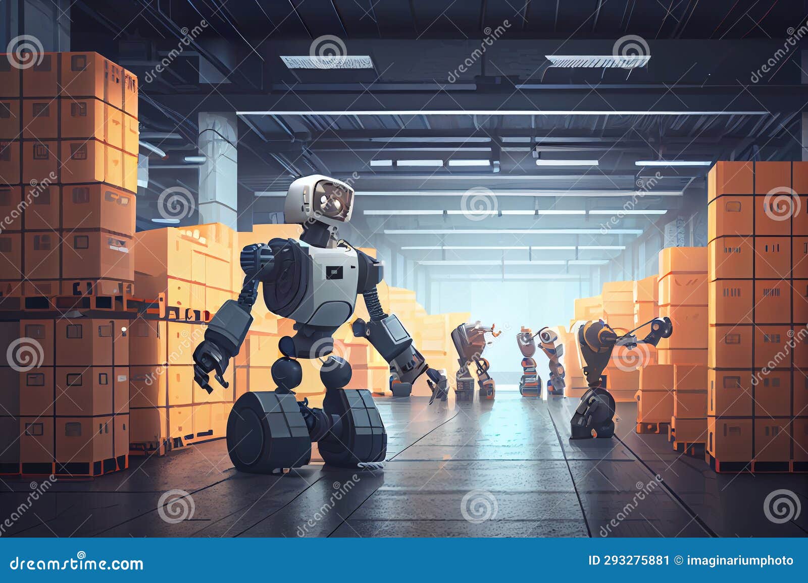 Innovative Industry Robot Working in Warehouse for Human Labor ...