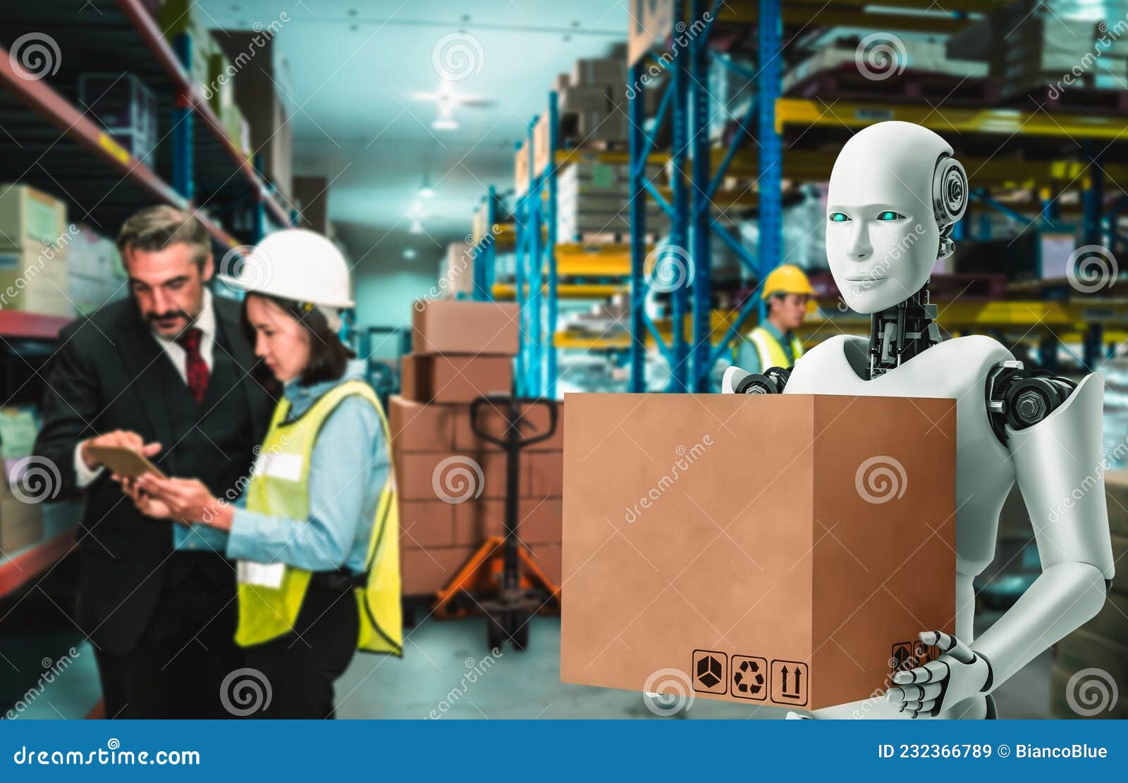 Innovative Industry Robot Working in Warehouse Together with Human ...