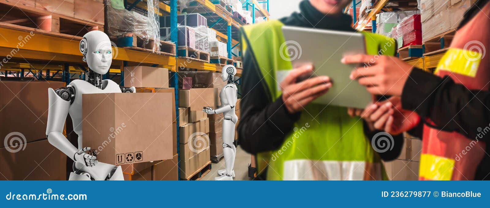 Innovative Industry Robot Working in Warehouse Together with Human ...