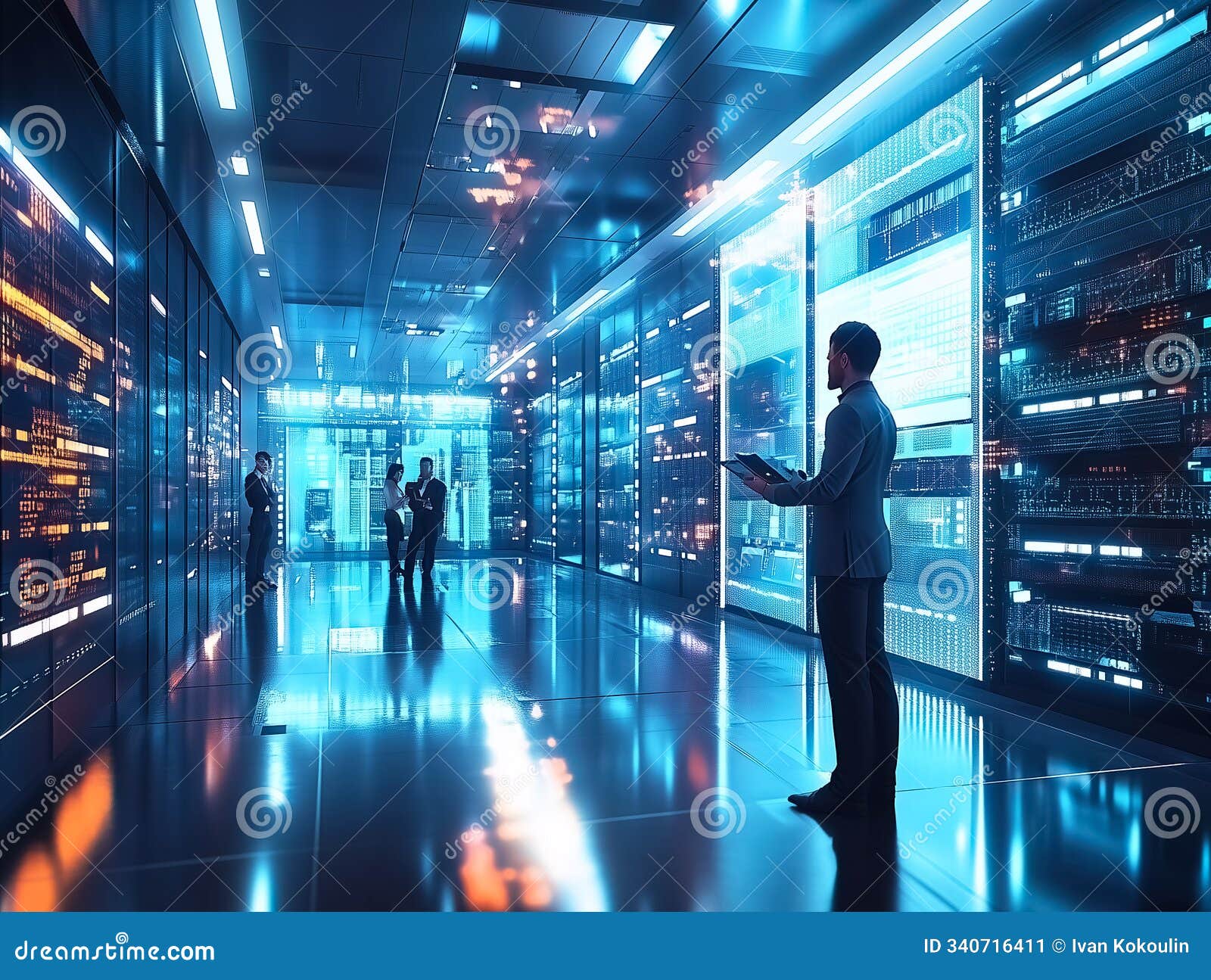 Innovative Insights: Inside a Futuristic Data Center Stock Illustration ...
