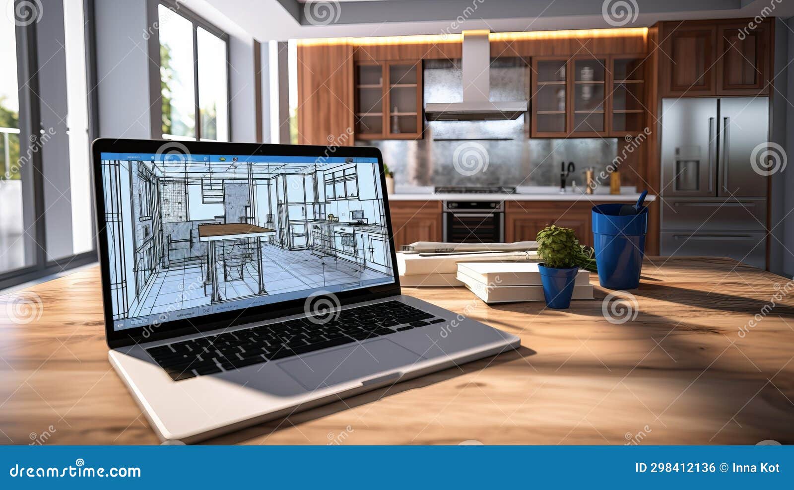 Innovative Laptop and Detailed Blueprint for Precise House Project ...