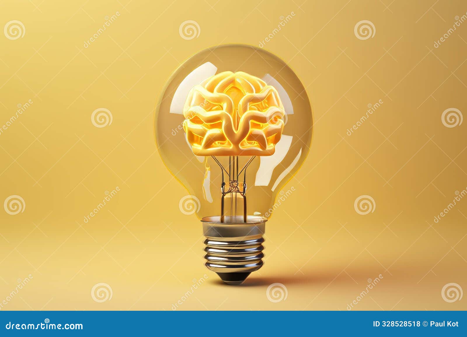 Innovative Light Bulb Concept Brain Inside Symbolizes Power of Ideas on ...