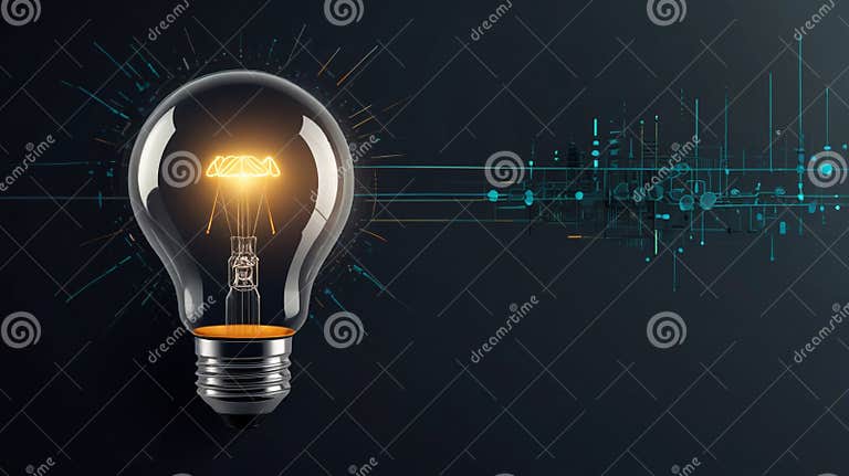 Innovative Light Bulb Concept with Digital Elements Stock Illustration ...