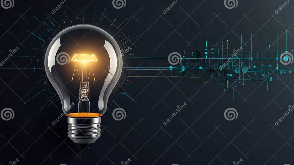 Innovative Light Bulb Concept with Digital Elements Stock Illustration ...