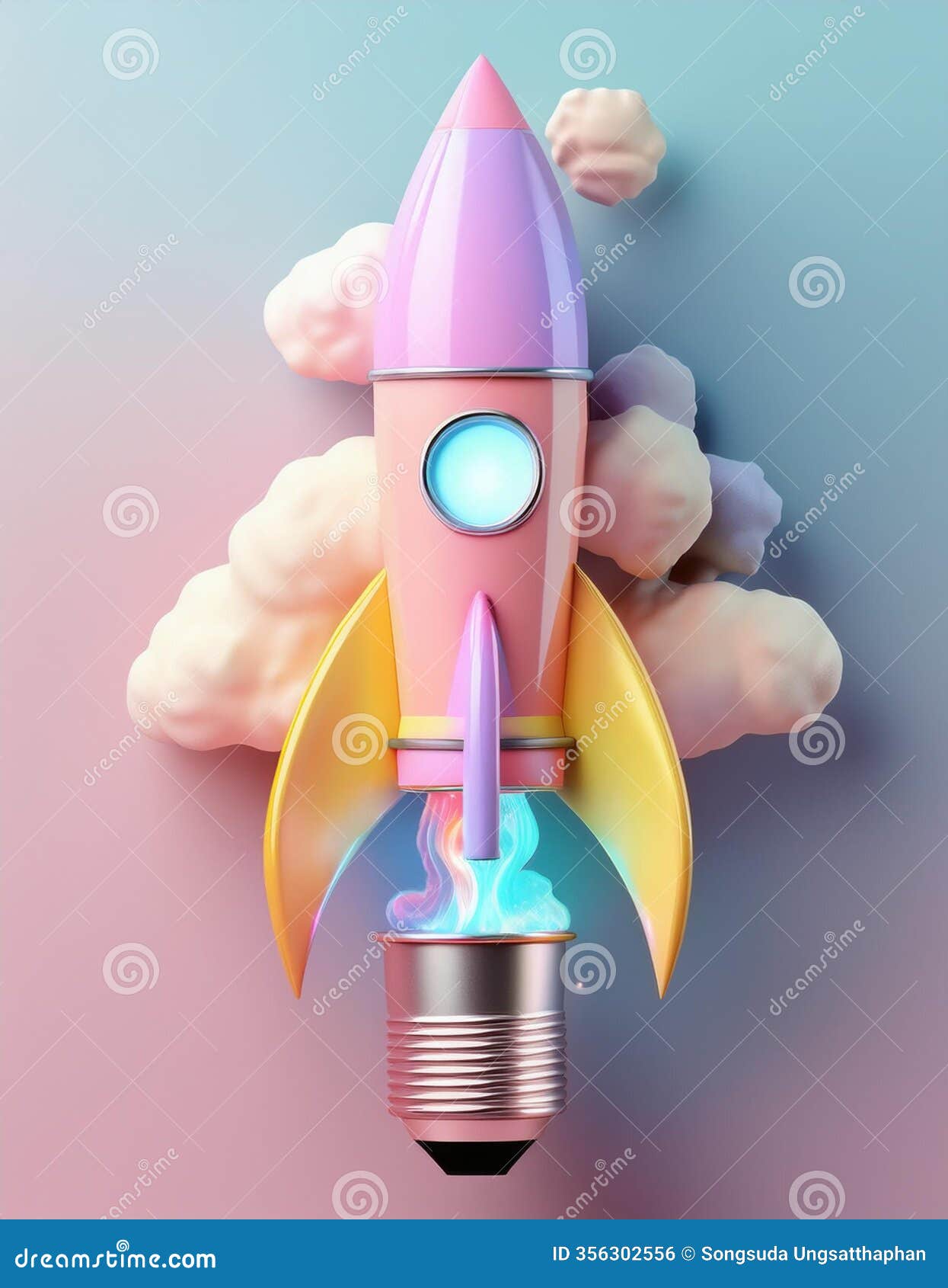 A Lightbulb With A Rocket-shaped Flame Surrounded By Symbols ...