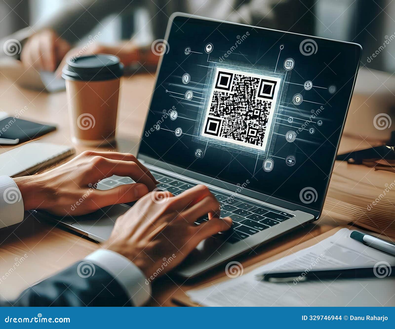 Innovative Login Solutions: Using QR Codes on Laptop Stock Illustration ...