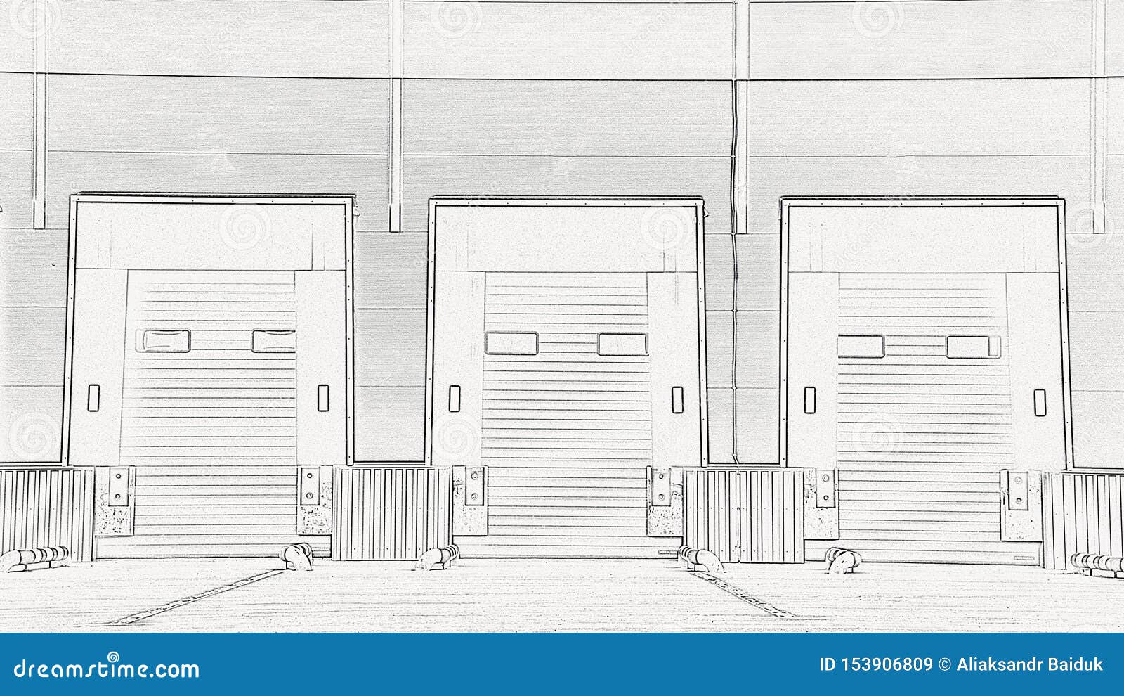 A Large Distribution Warehouse With Gates Royalty-Free Illustration ...